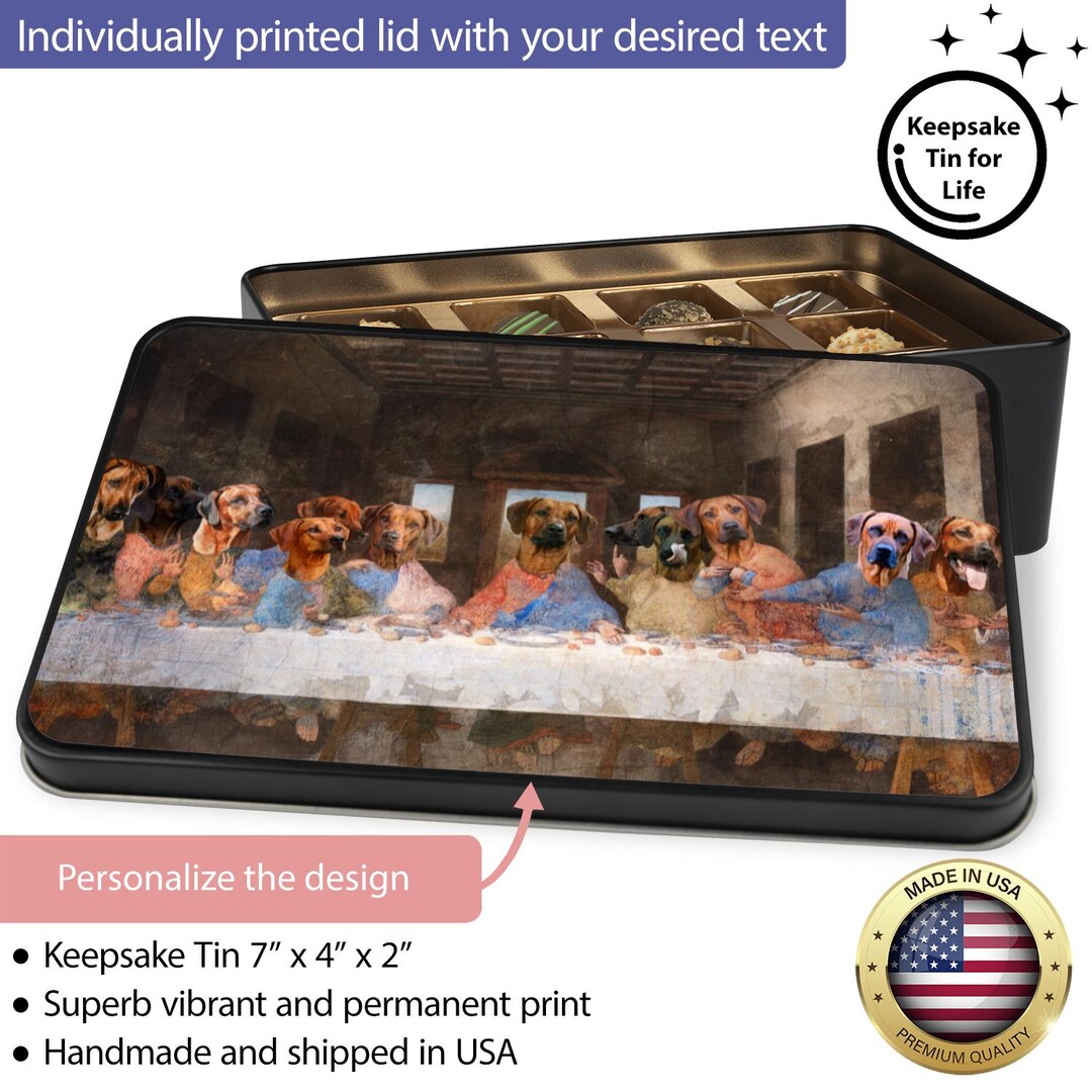 Rhodesian Ridgeback Gifts, Personalized Last Supper Dog Treat Box ...