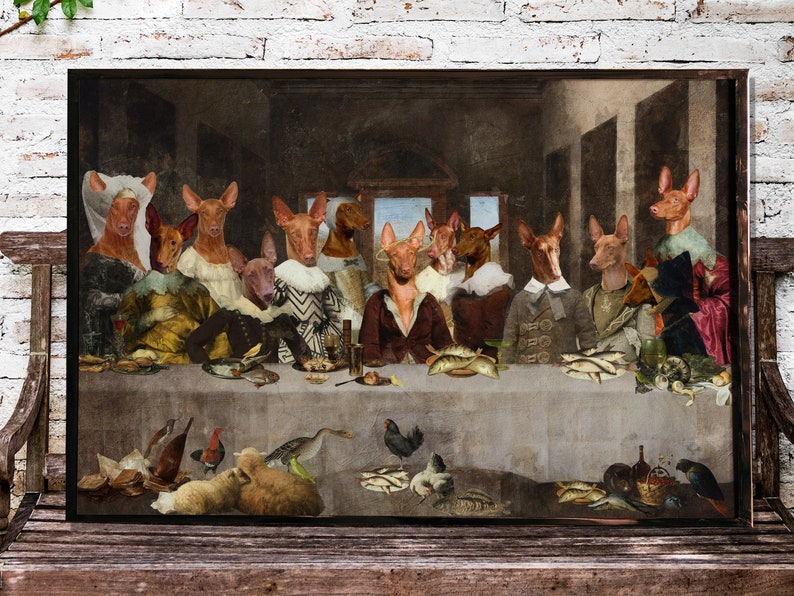 Pharaoh Hound Last Supper Altered Art Renaissance Dog - Etsy