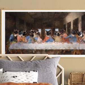Siamese Cat Gift, Last Supper Cat Art, Renaissance Thai Cat Masterpiece ...