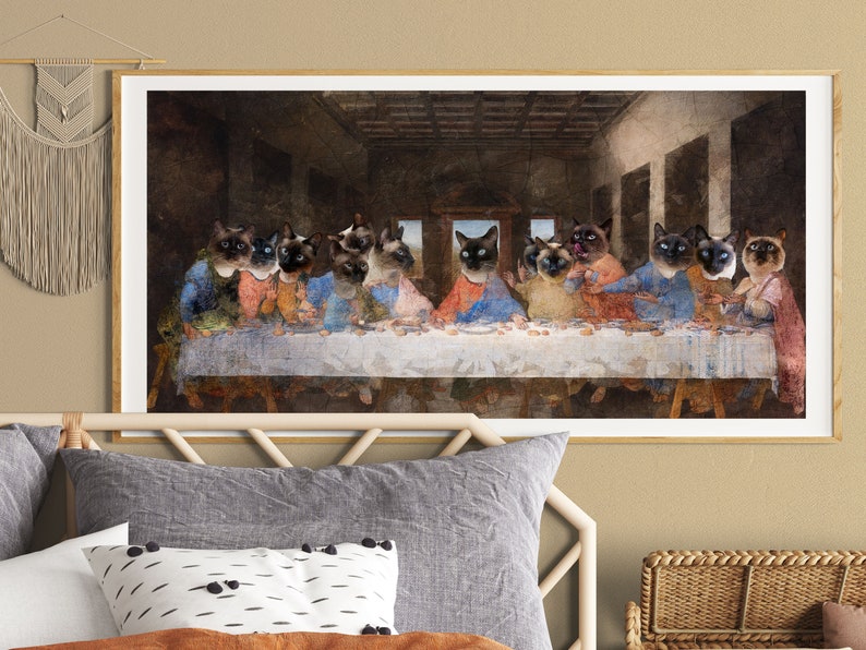 Siamese Cat Gift Last Supper Cat Art Renaissance Thai Cat - Etsy