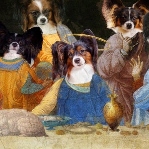 Papillon Dog Last Supper Gifts, Altered Artwork, Dog Art Canvas ...