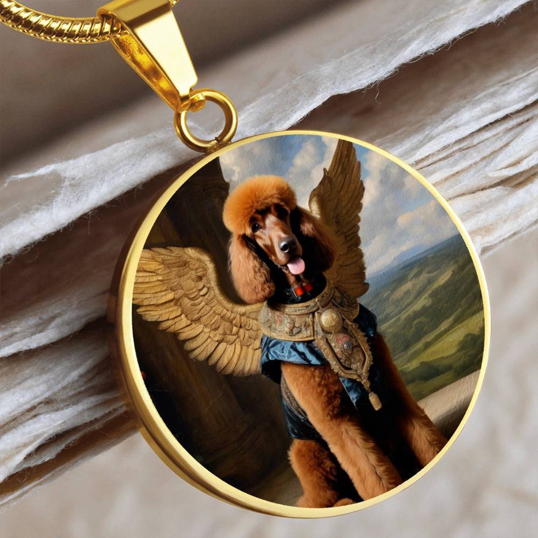 Standard Poodle Angel Pendant, Red Poodle Dog Necklace, Personalized ...