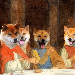 Red Shiba Inu Art Last Supper, Shiba Dog Gifts, Renaissance Dog ...