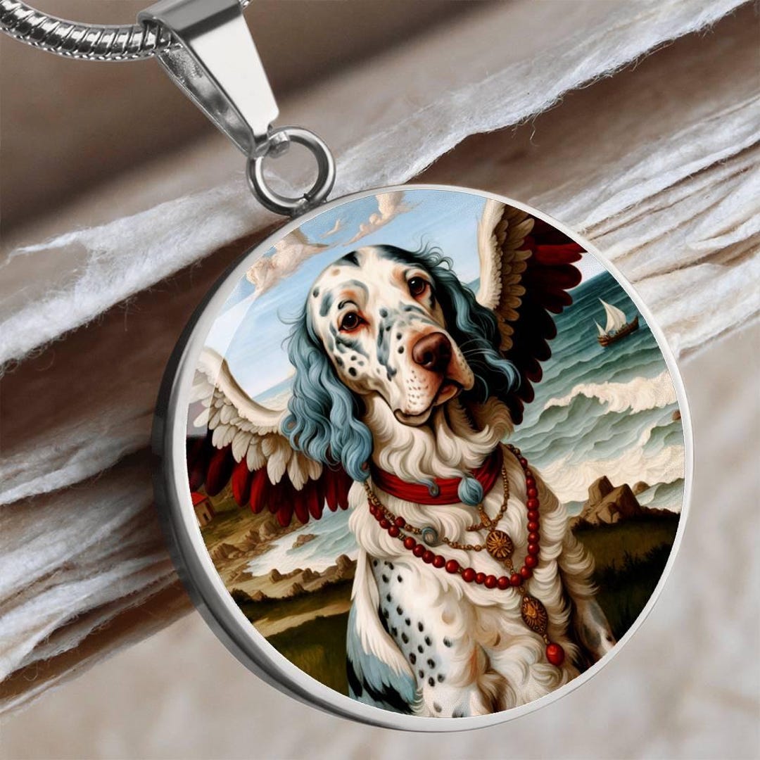 English Setter Angel Necklace, Blue Setter Dog Gift, Personalized With ...