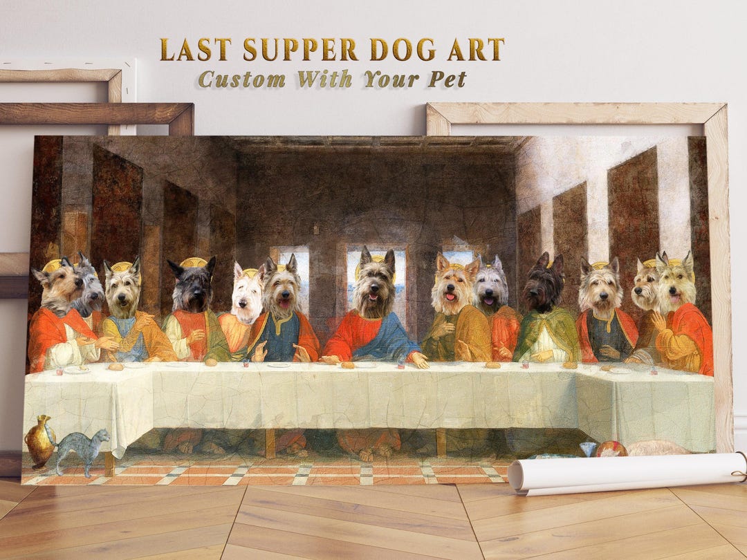Berger Picard Last Supper Art – Custom Renaissance Dog Portrait ...