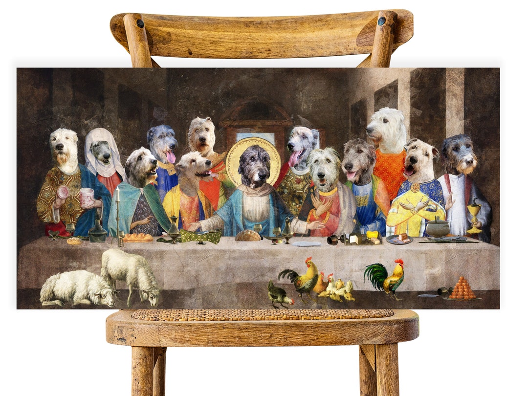 Irish Wolfhound Print, Wolfhound Dog Art Last Supper, Renaissance Dog ...