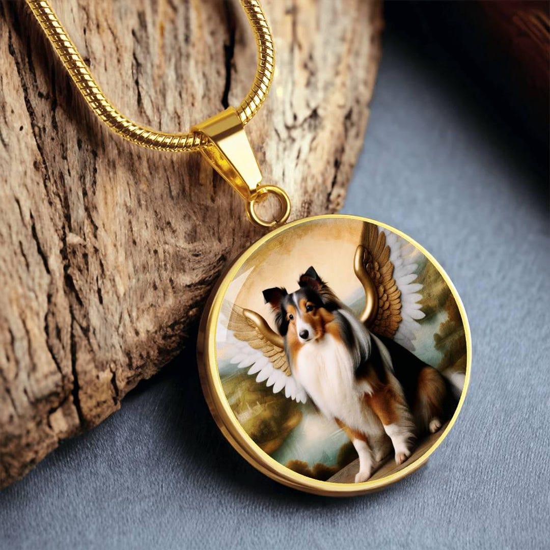 Shetland Sheepdog Tricolor Angel Necklace – Sheltie Memorial Pendant ...