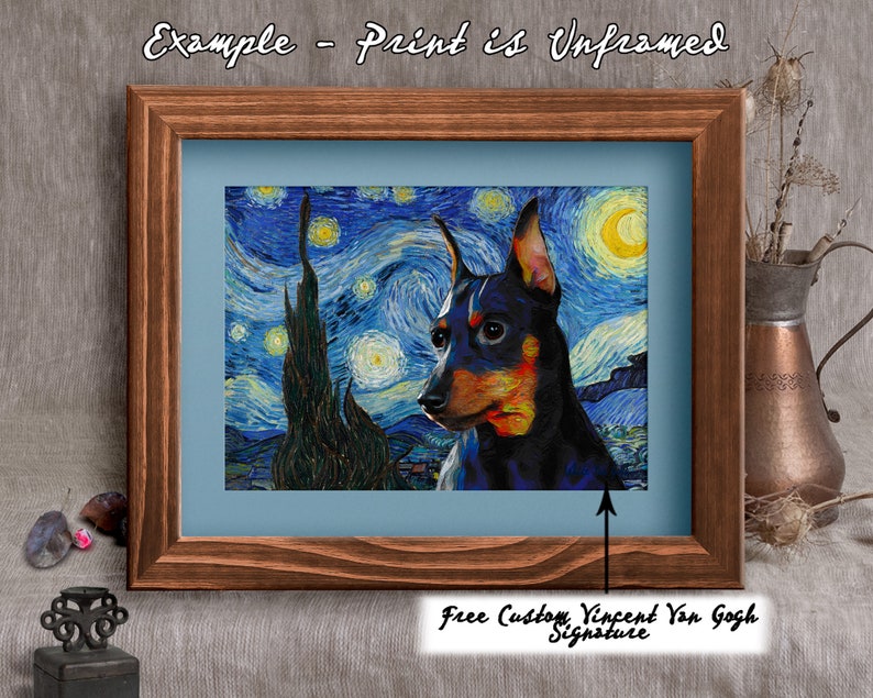 Miniature Pinscher Art CANVAS Starry Night Van Gogh Customized - Etsy