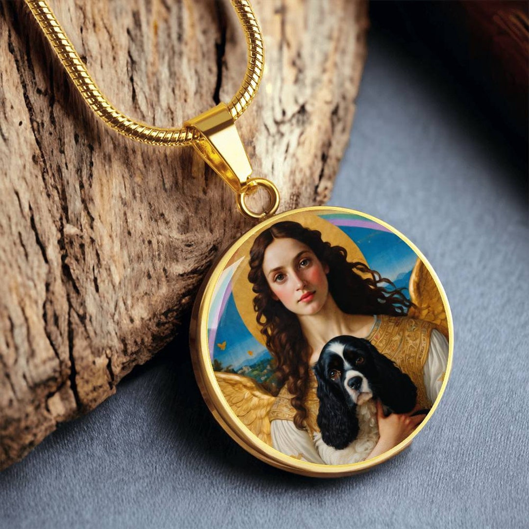 Cocker Spaniel & Angel Pendant Necklace: Personalized Dog Memorial ...