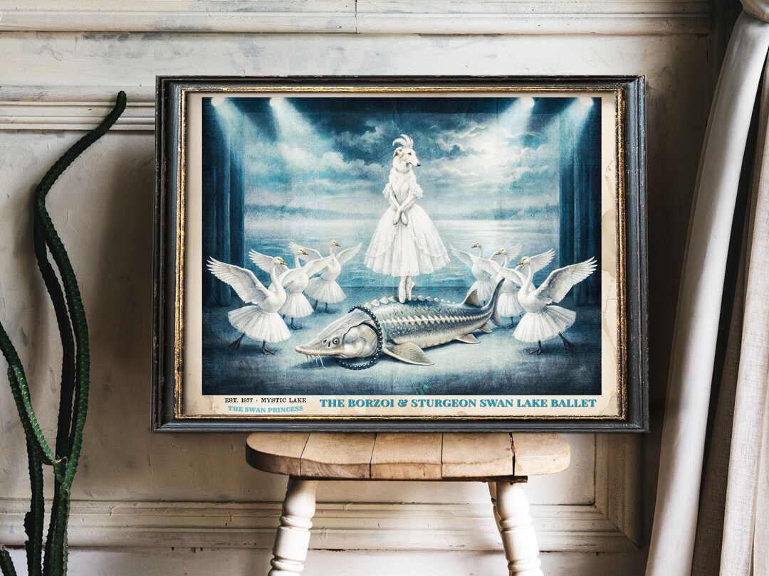 Borzoi Balletcore Aesthetic Swan Lake Art, Personalized Gift for Her ...