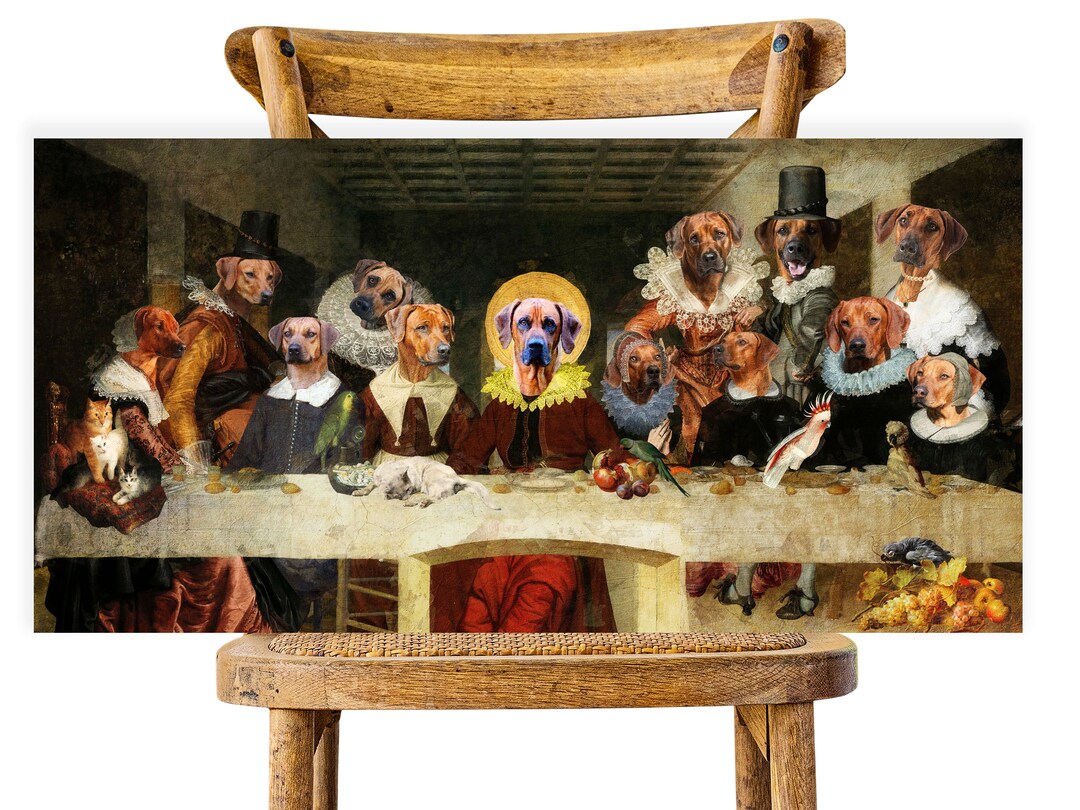 Rhodesian Ridgeback Art, Dog Last Supper Altered Print, LIMITED EDITION ...