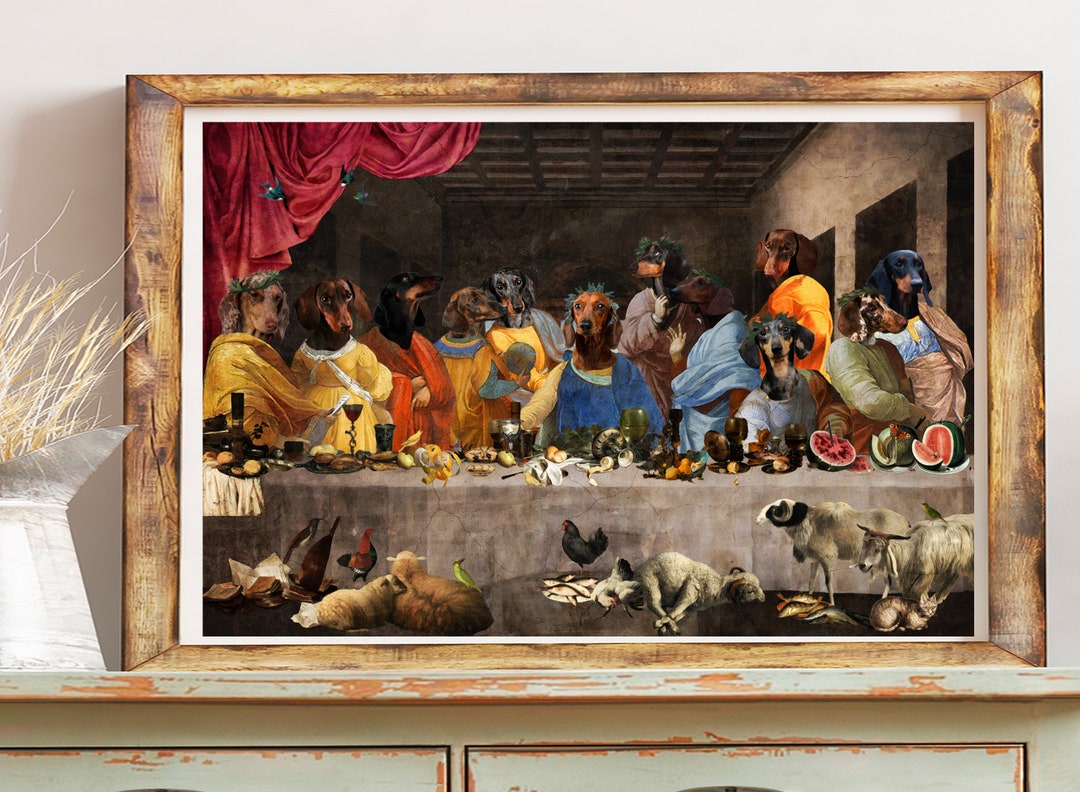 Dachshund Art LIMITED EDITION Sausage Dog Last Supper, Canvas Gallery ...