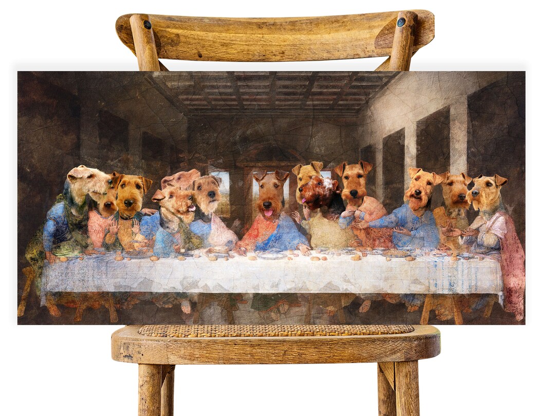 Welsh Terrier Gifts, Welshie Dog Last Supper Altered Art, Leonardo Da ...
