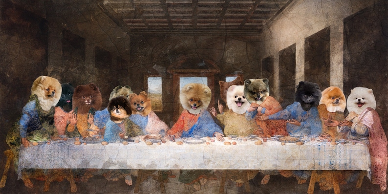Pomeranian Dog Last Supper Renaissance Art Print: Limited Edition ...