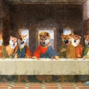 Red Shiba Inu Art Last Supper, Shiba Dog Gifts, Renaissance Dog ...