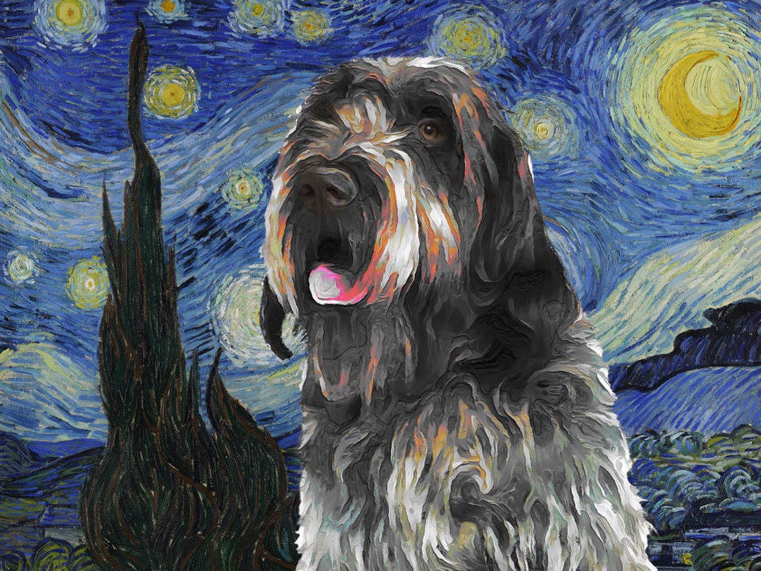 Korthals Griffon Wirehaired Pointing Griffon Art Starry Night Van Gogh ...