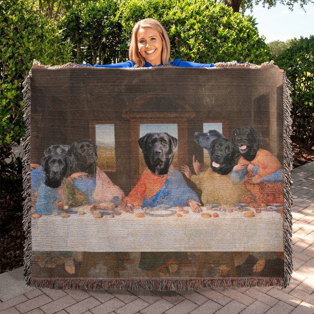 Labrador Retriever Last Supper Blanket for Dog Lover Gift, Black Lab ...