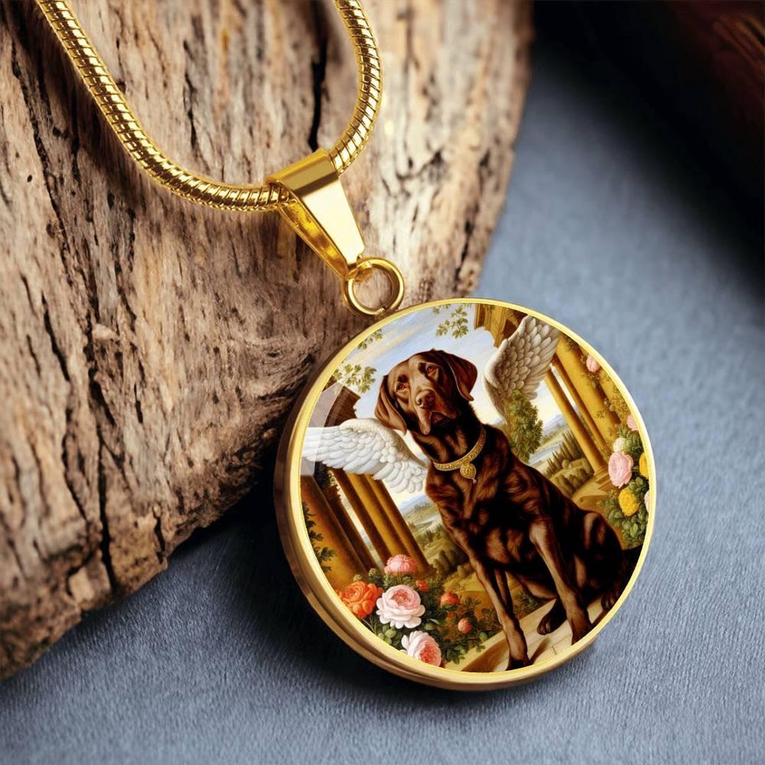 Chocolate Lab Angel Pendant: Personalized Dog Memorial Necklace - Etsy