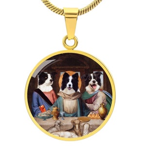 Border Collie Last Supper Personalized Jewelry Pendant, Circle Necklace ...