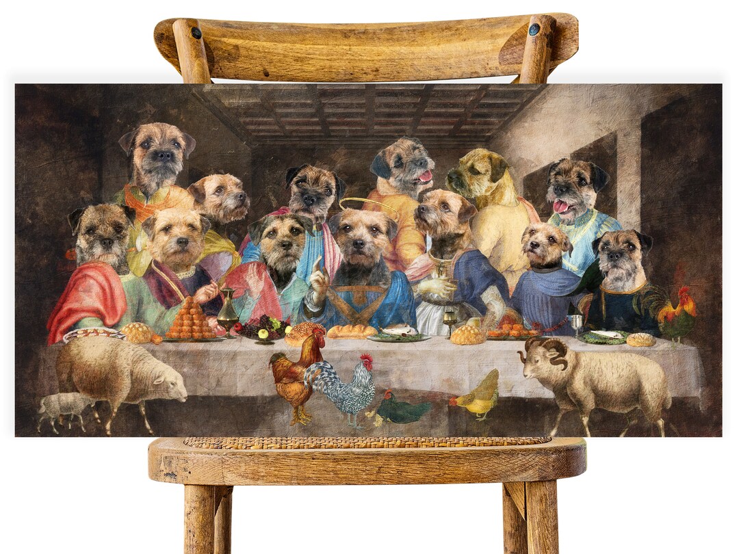 Border Terrier Gifts, Altered Art Last Supper, Renaissance Dog ...