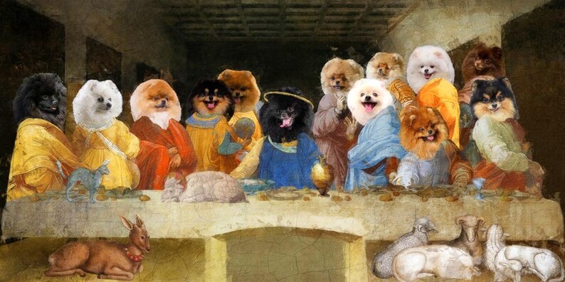 Pomeranian Last Supper Canvas Art: Renaissance Dog Lover Gift ...