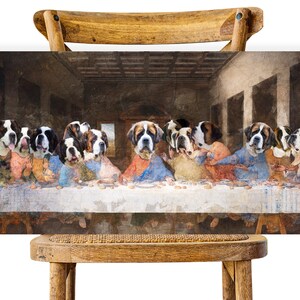 St Bernard Dog Last Supper Art: Renaissance Canvas Gallery Wrap - Etsy