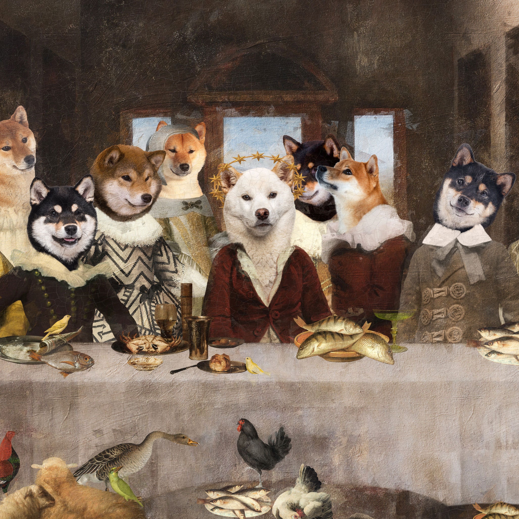 Shiba Inu Last Supper Art: Renaissance Dog Canvas Gallery Wrap ...