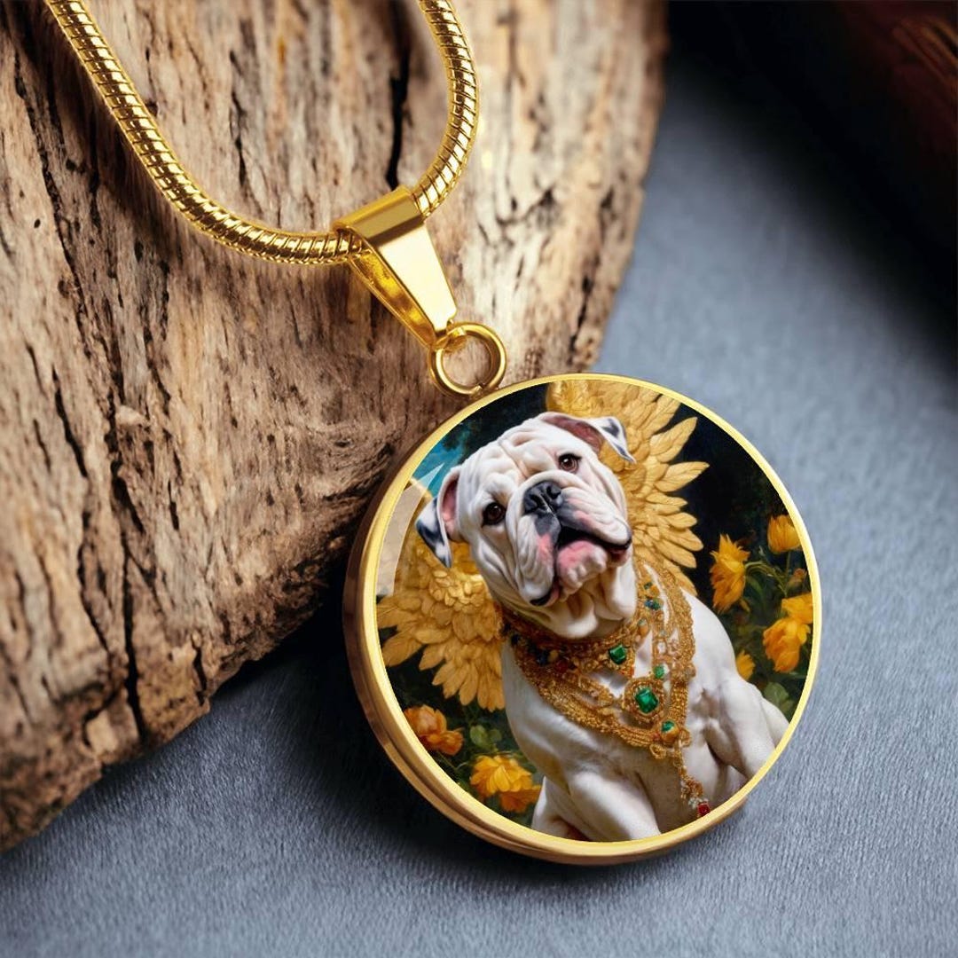Personalized Dog Angel Necklace, White English Bulldog Jewelry, Bulldog ...