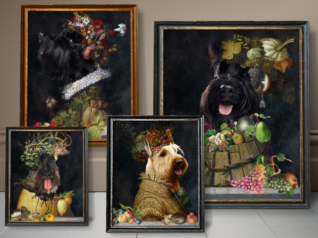 Four Seasons Scottie Dog Art, Scottish Terrier Gifts, Winter, Spring ...
