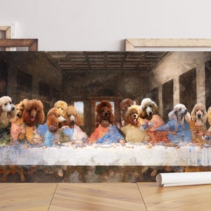 Standard Poodle Last Supper Art by Leonardo Da Vinci, Apricot Poodle ...