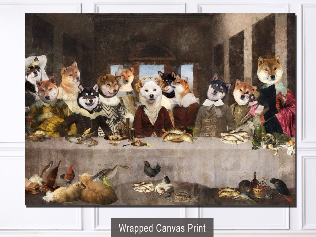 Shiba Inu Artwork LIMITED EDITION Dog Last Supper Art, Canvas Gallery ...
