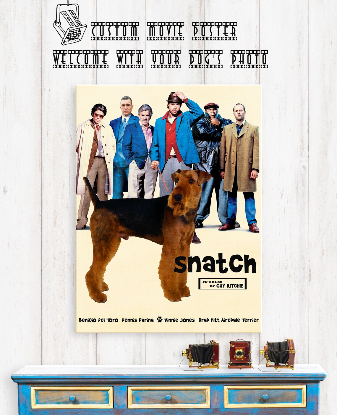 Gifts Airedale Terrier Art Snatch Movie Poster Airedale Dog Ad | Etsy