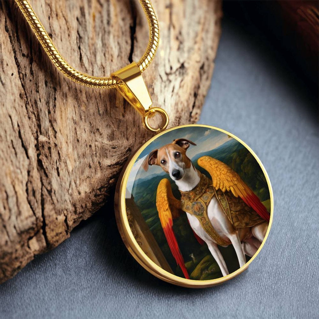 Whippet Angel Pendant, Whippet Dog Necklace, Renaissance Dog, Engrave ...