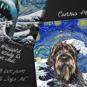 Wirehaired Pointing Griffon Art - Starry Night Great Wave Jaws - Van ...