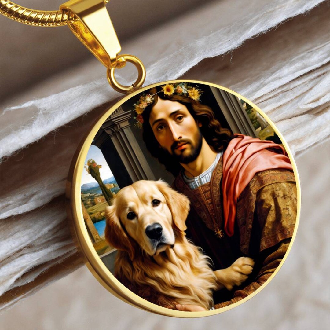 Golden Retriever Dog and Jesus Christ Necklace, Renaissance Retriever ...