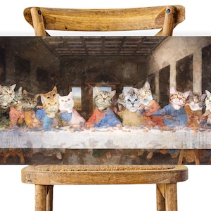 American Shorthair Cat Gift, Last Supper Tabby Cat Art, Renaissance Cat ...