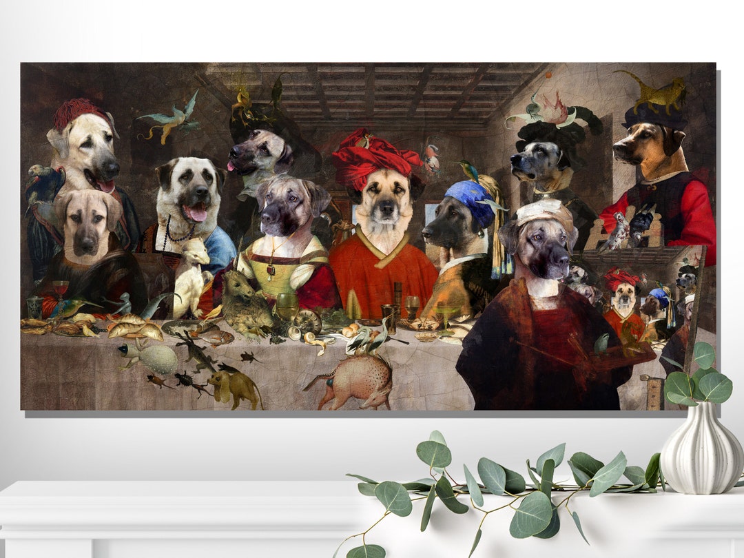 Anatolian Shepherd Dog Last Supper Canvas Art - Renaissance Parody ...