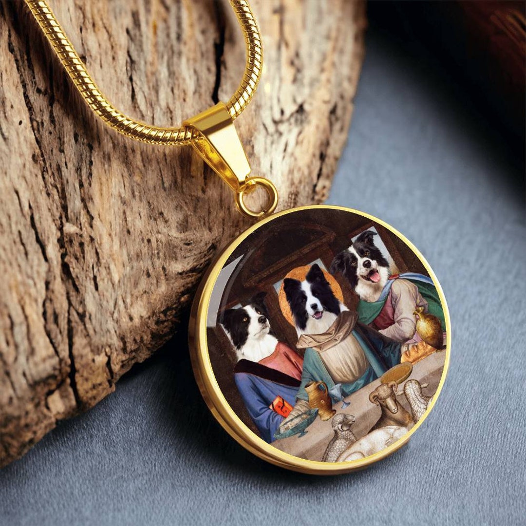 Border Collie Last Supper Personalized Jewelry Pendant, Circle Necklace ...