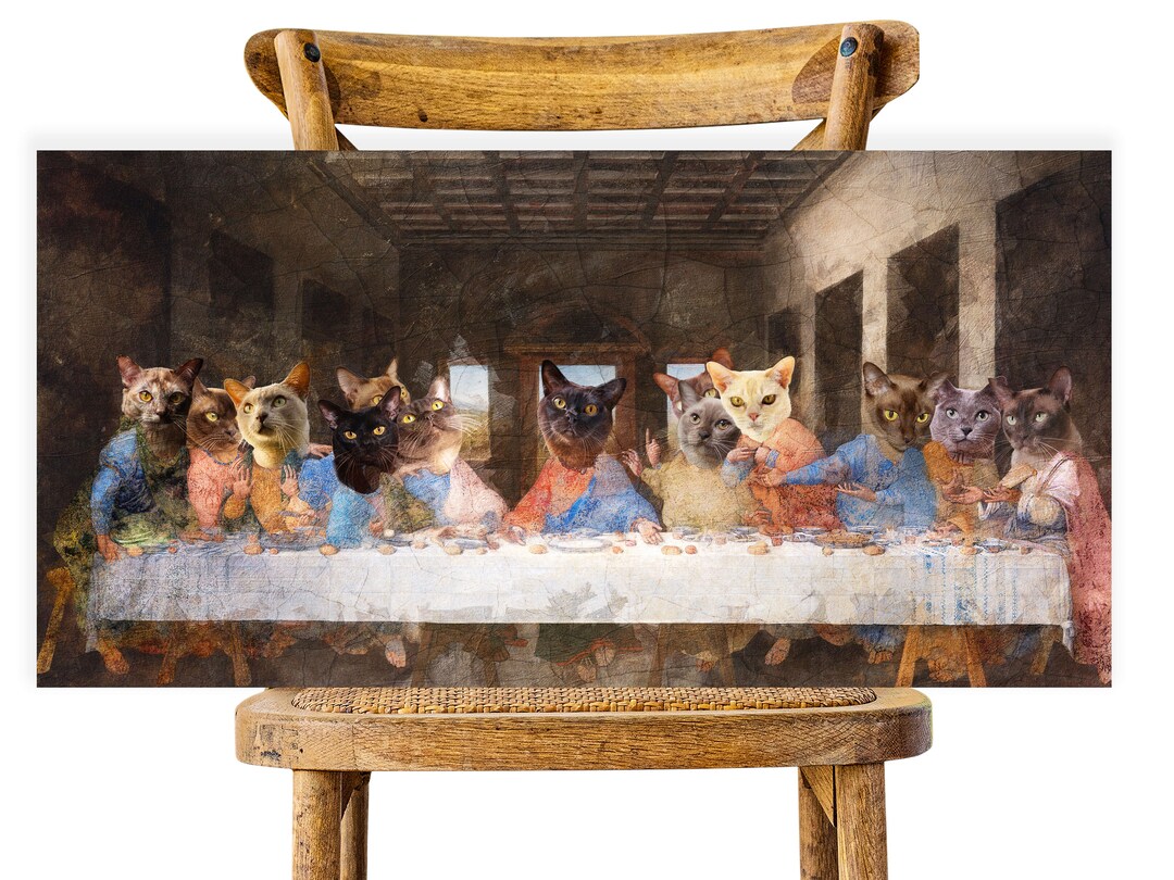 Burmese Cat Gift, Last Supper Cat Art, Renaissance Cat Masterpiece ...
