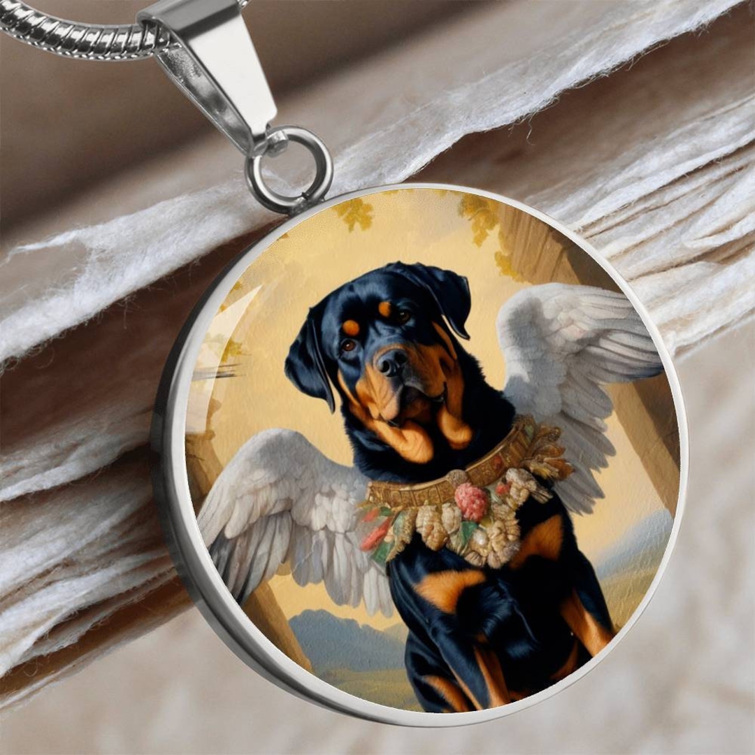 Rottweiler Angel Pendant, Rottie Dog Necklace, Personalized With ...