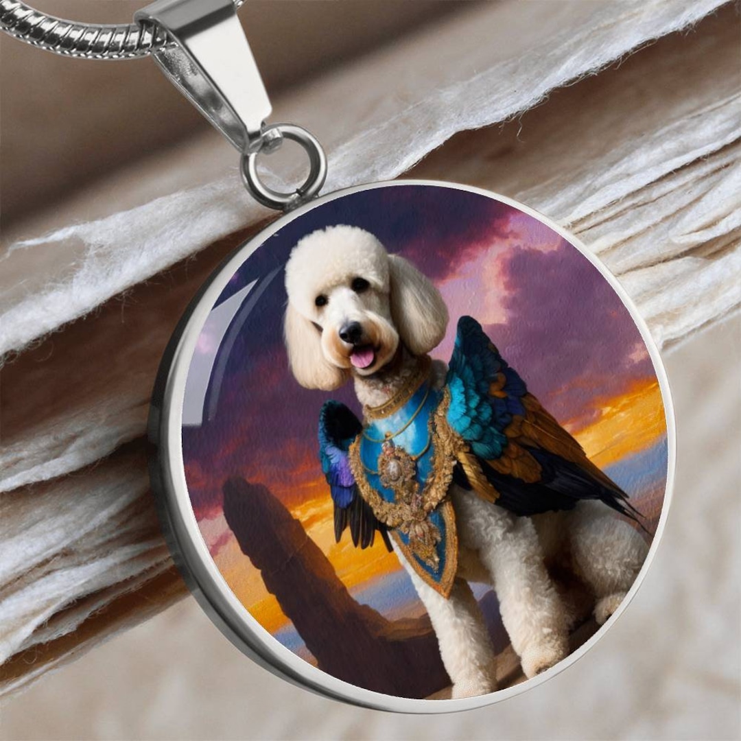 Standard Poodle Angel Pendant, White Poodle Dog Necklace, Personalized ...