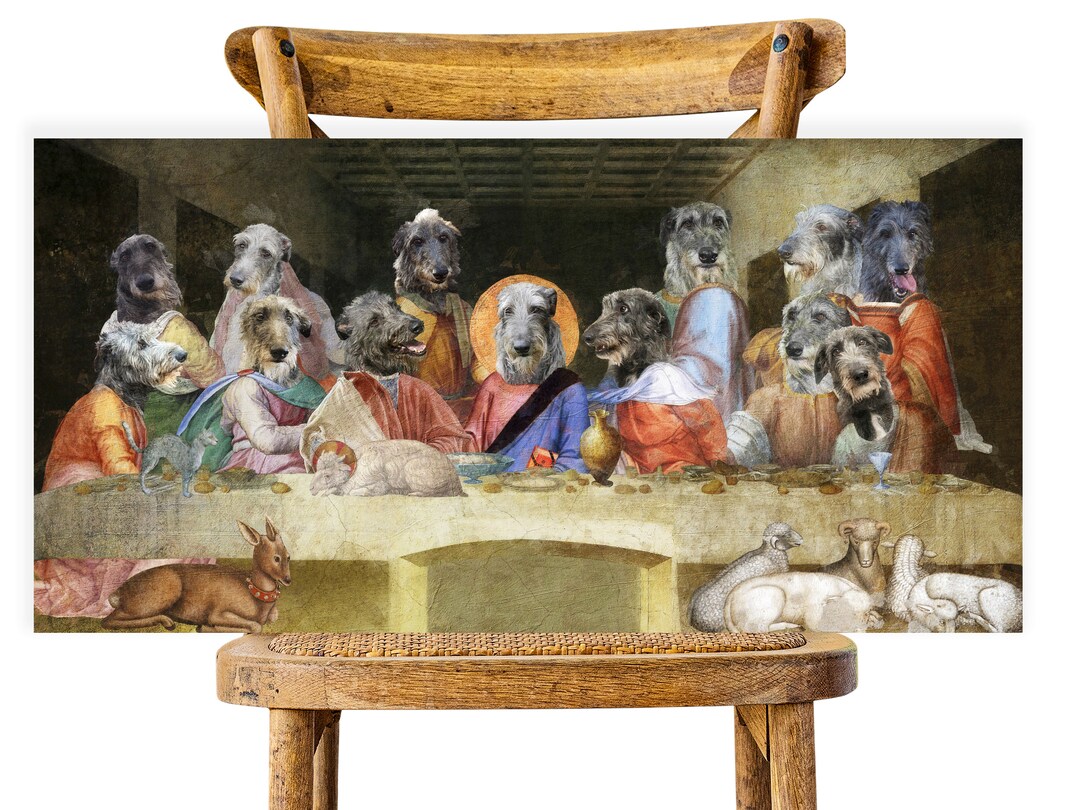 Scottish Deerhound Last Supper Canvas: Renaissance Dog Art Print ...