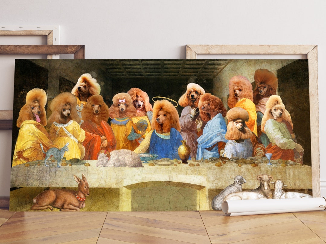 Apricot Poodle Last Supper Altered Artwork, Poodle Art Canvas ...
