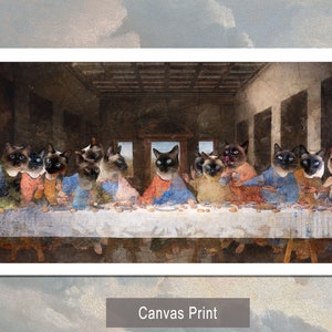 Siamese Cat Gift, Last Supper Cat Art, Renaissance Thai Cat Masterpiece ...