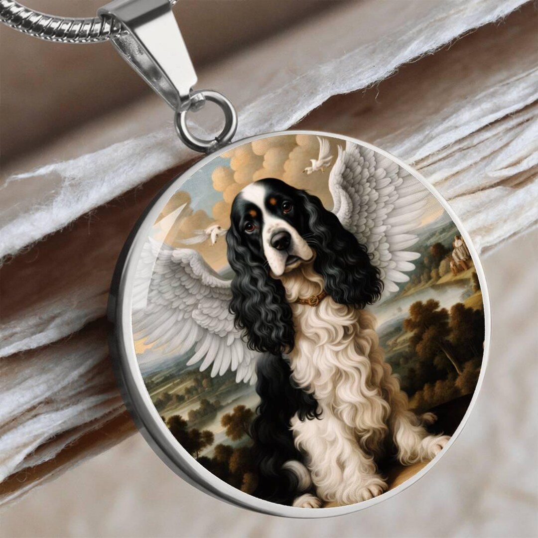 Cocker Spaniel Angel Art Necklace: Personalized Dog Memorial Jewelry - Etsy