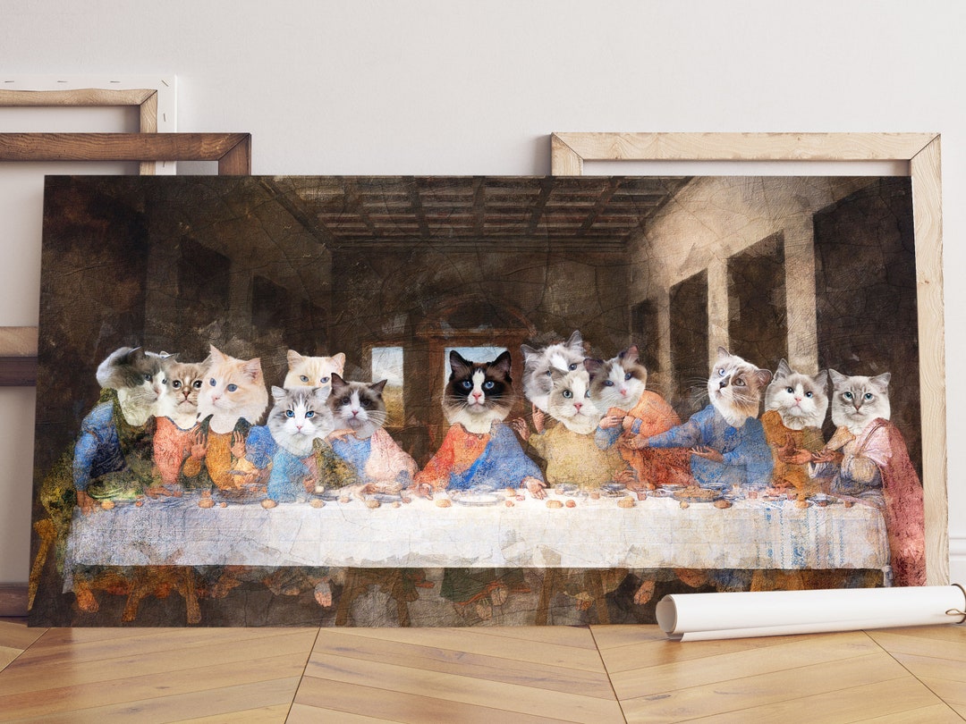 Ragdoll Cat Art, Last Supper Da Vinci Ragdoll Cat Gift, Renaissance Cat ...
