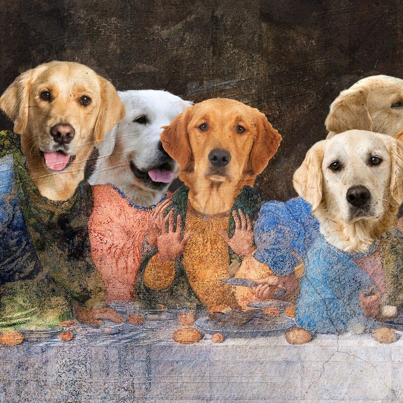 Golden Retriever Last Supper Altered Art LIMITED EDITION - Etsy