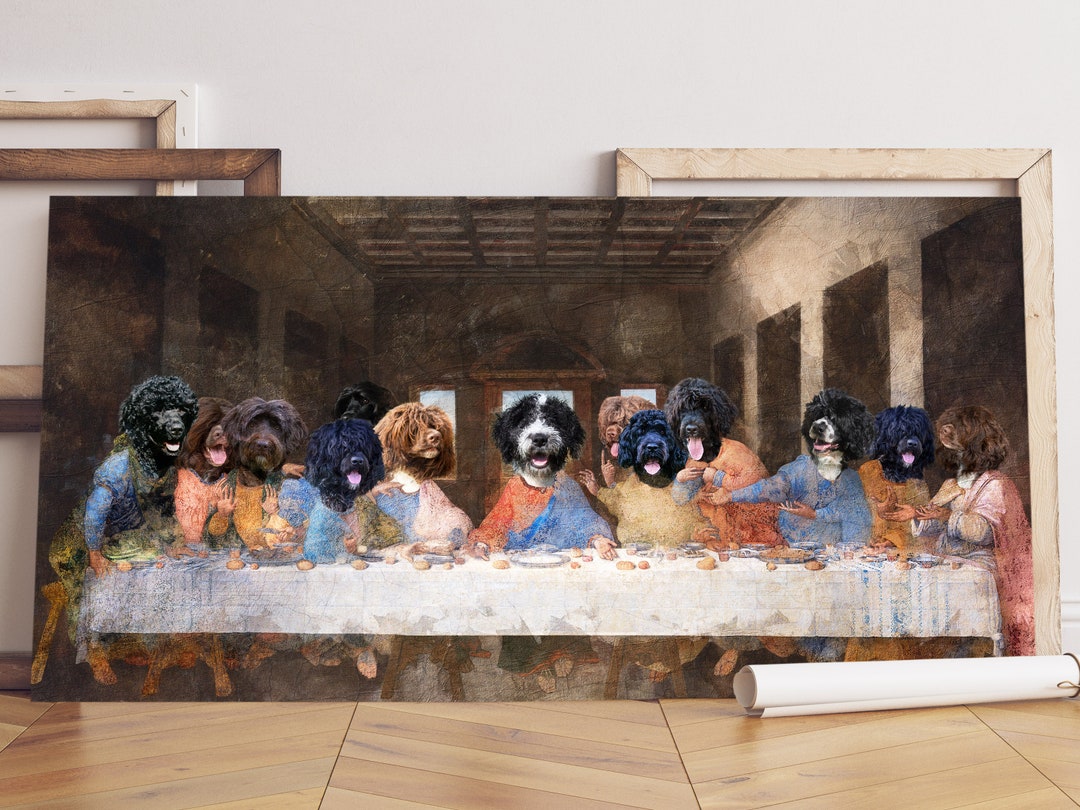 Portuguese Water Dog Last Supper Art by Leonardo Da Vinci, Portie Dog ...