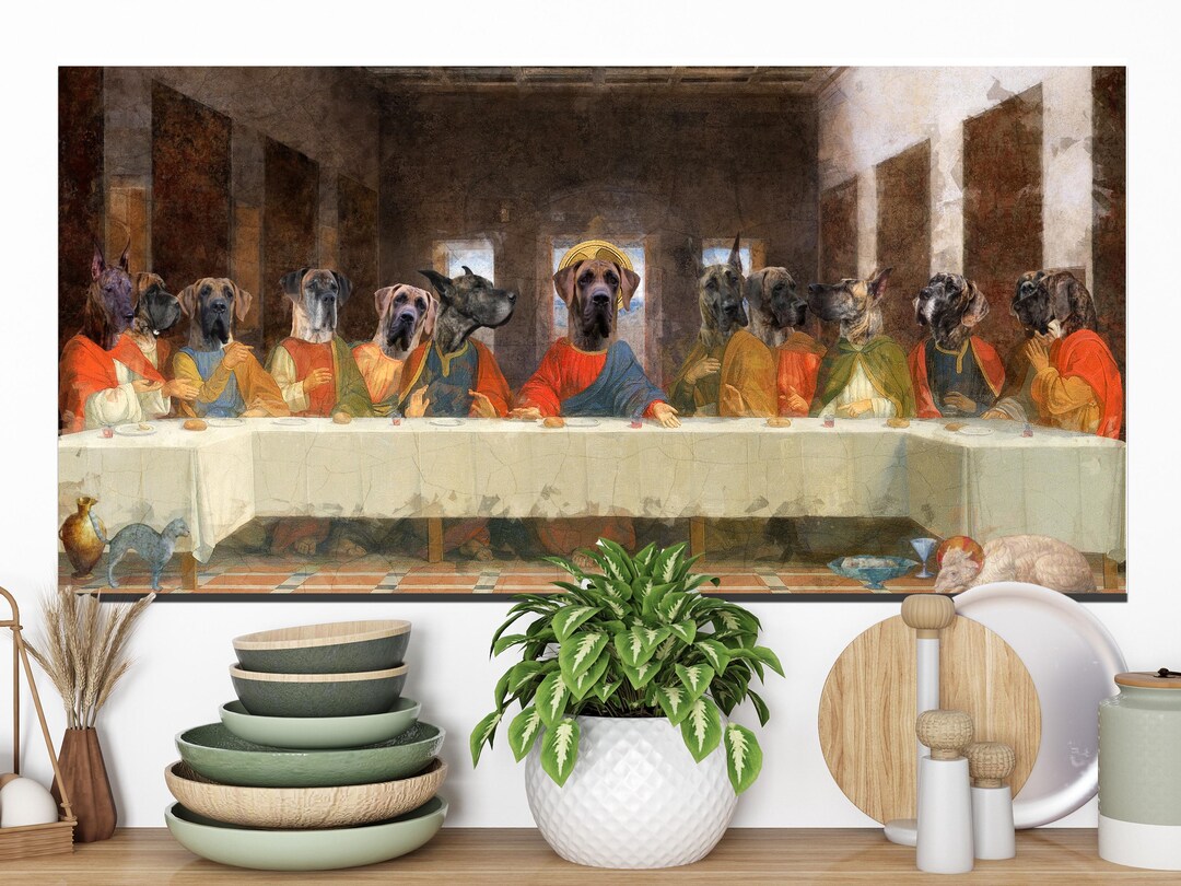 Great Dane Brindle Last Supper Art by Leonardo Da Vinci, Dog Gallery ...