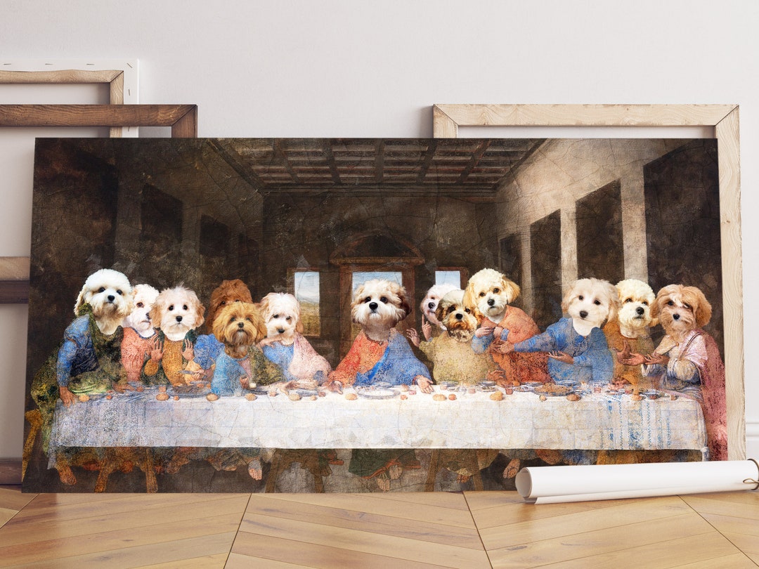 Maltipoo Dog Last Supper Art by Leonardo Da Vinci, Dog Gallery Wrap ...